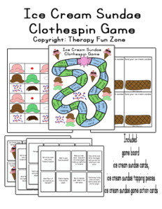 Ice Cream Sundae Clothespin Game – Therapy Fun Zone Community